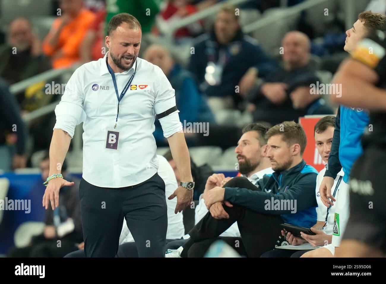 Slovenia head coach Uros Zorman reacts during the main round match ...