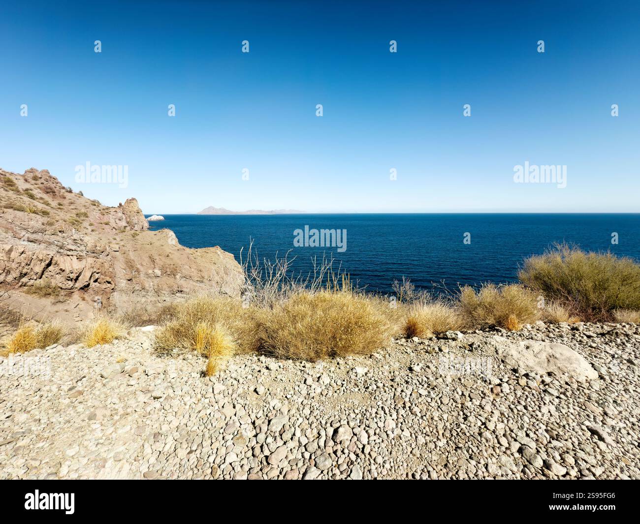 Ground view of the Sea of Cortez or the Gulf of California in Loreto ...