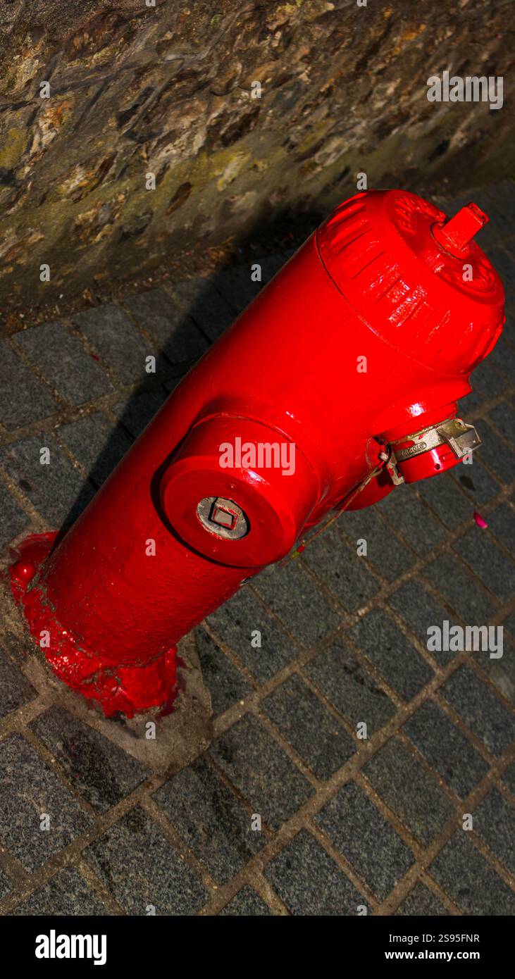 Front view, medium distance of a red fire water hydrant Stock Photo - Alamy