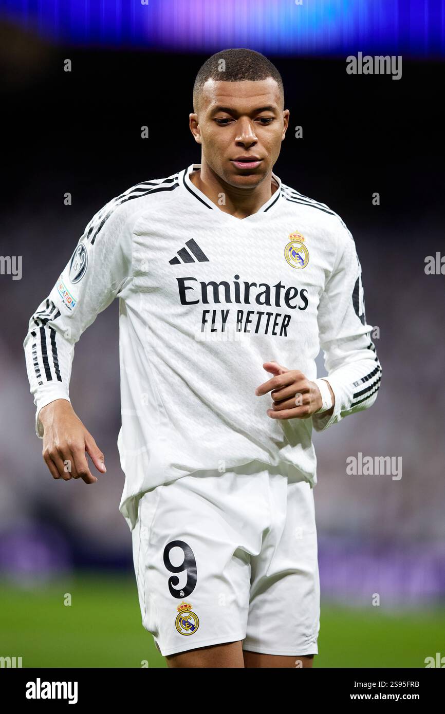 MADRID, SPAIN - JANUARY 22: Kylian Mbappe of Real Madrid during the ...