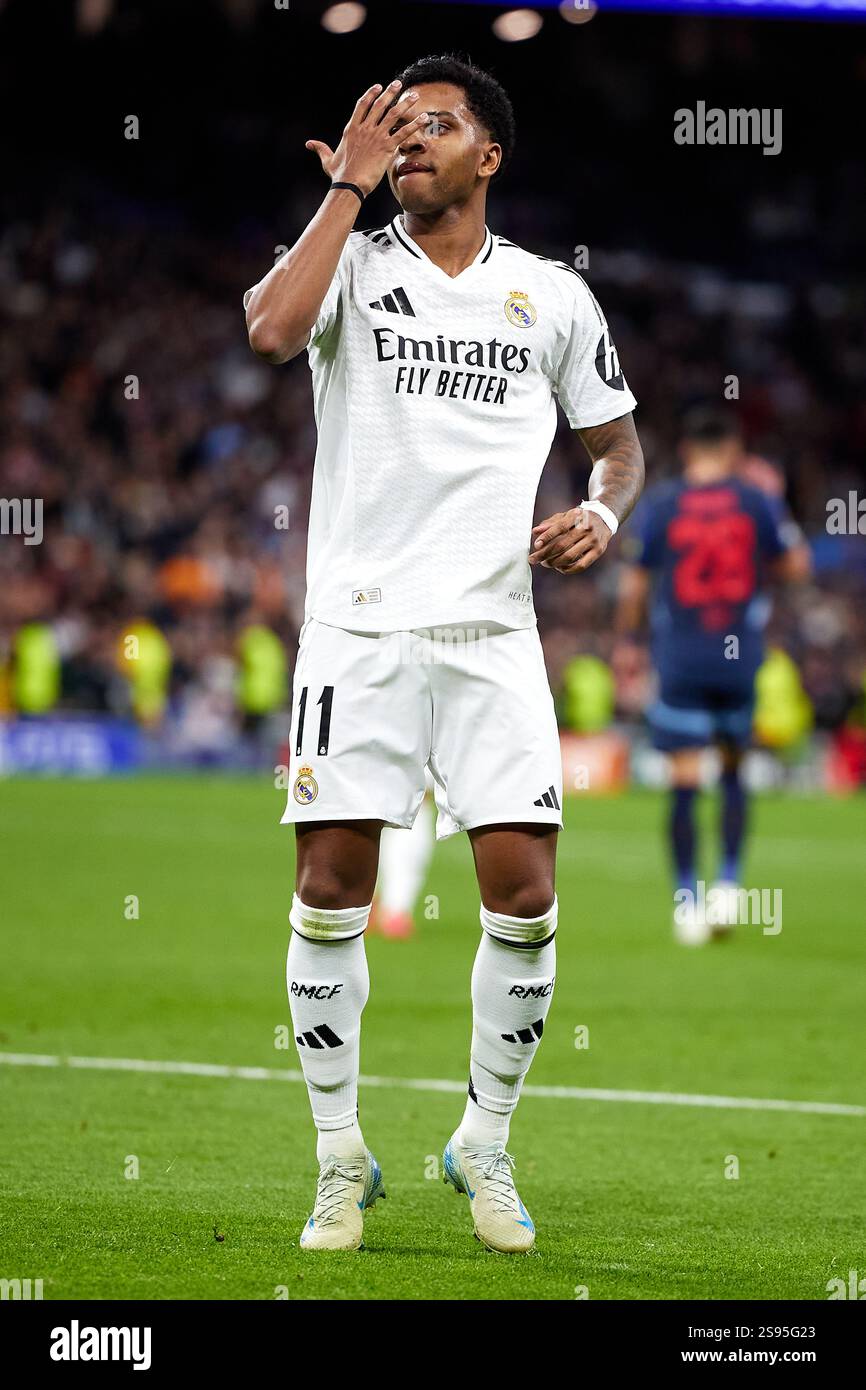 MADRID, SPAIN - JANUARY 22: Rodrygo Goes of Real Madrid celebrates ...