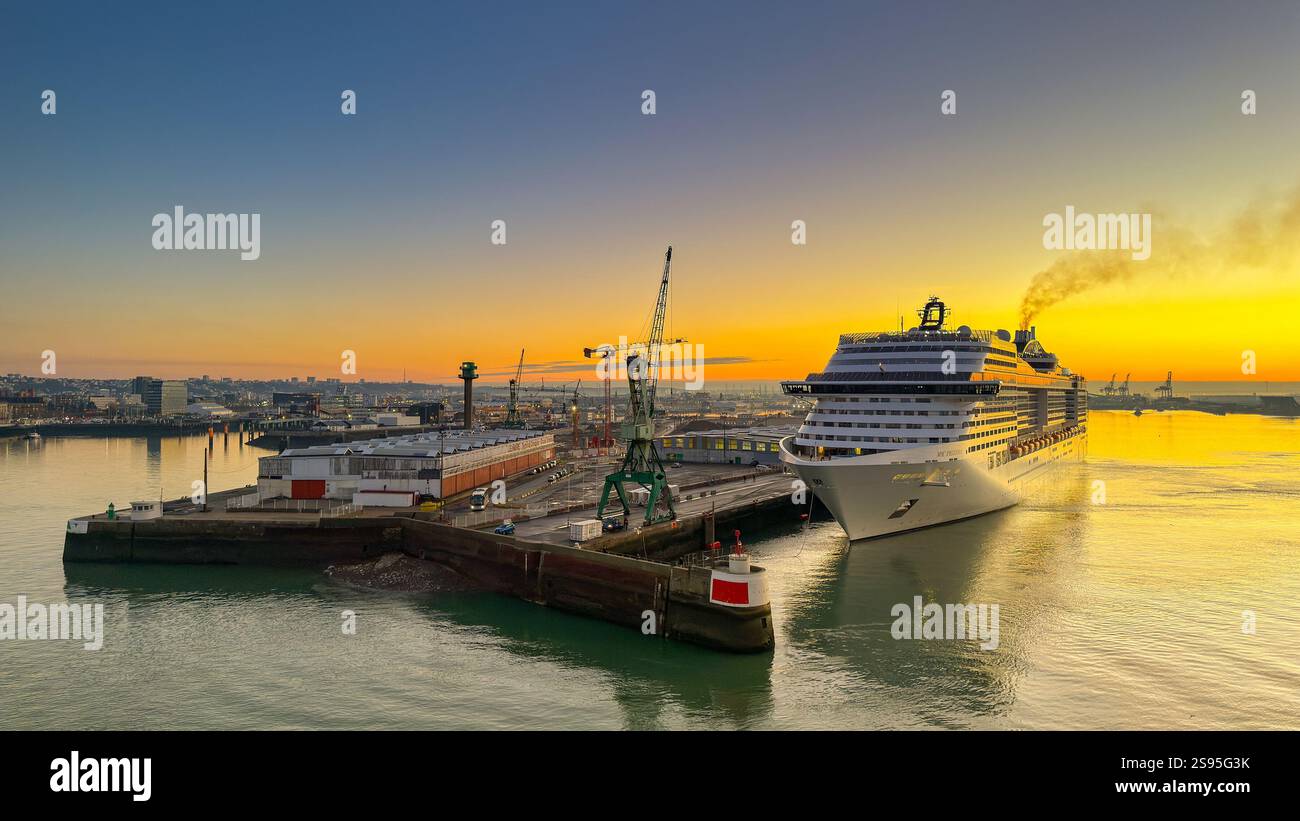 Le Havre, France, Europe - 4 January 2025: Cruise ship MSC Preziosa ...