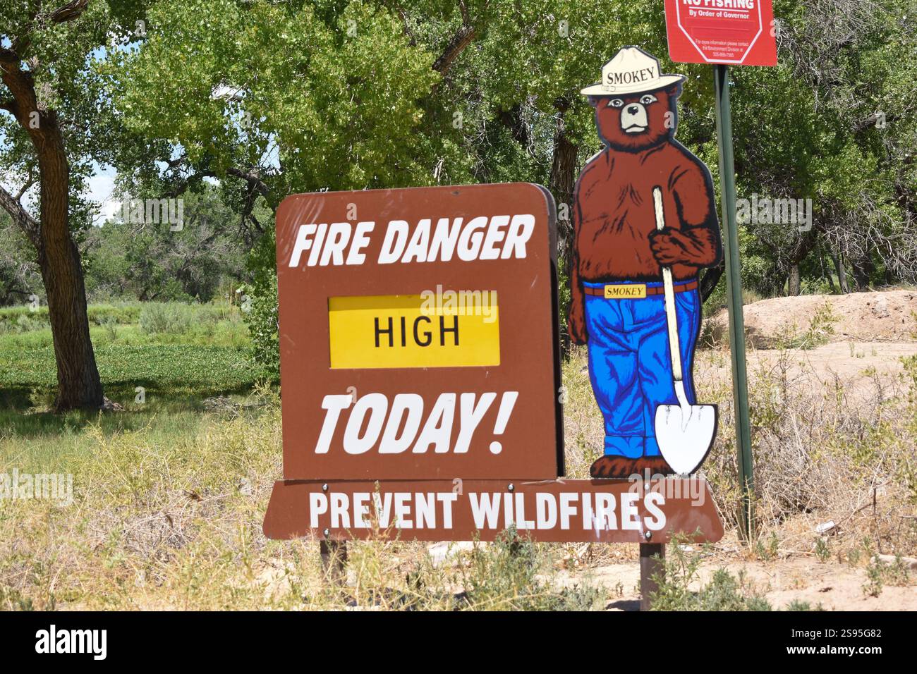 Smokey Bear fire danger sign on the Isleta Pueblo New Mexico USA in ...