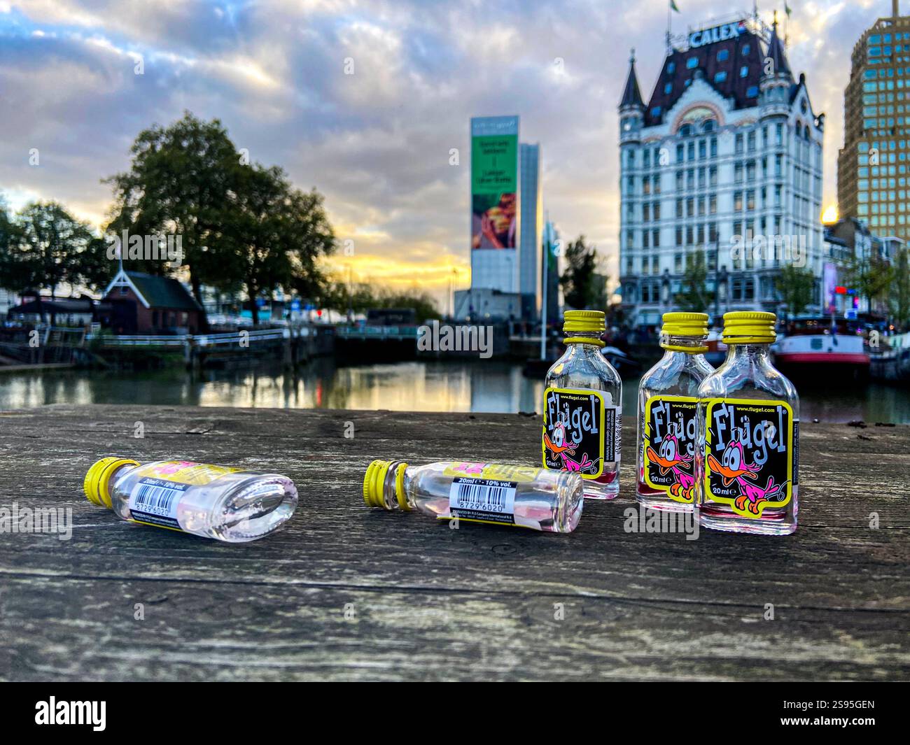Empty & Left Behind Flugel Bottles at a Cafe Table at Oude Haven. Oude ...