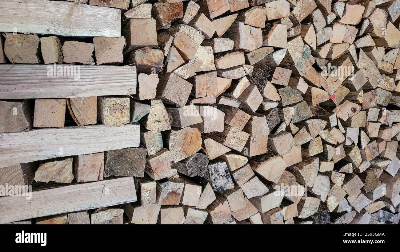 Preparation of firewood for winter. Firewood wall. How to store ...