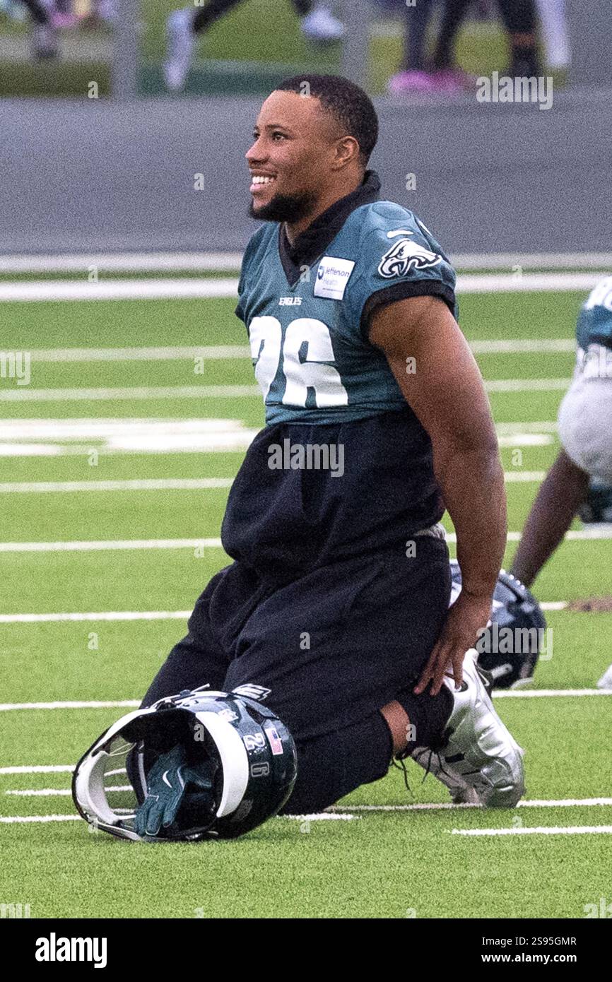 Philadelphia Eagles running back Saquon Barkley (26) looks on as the ...