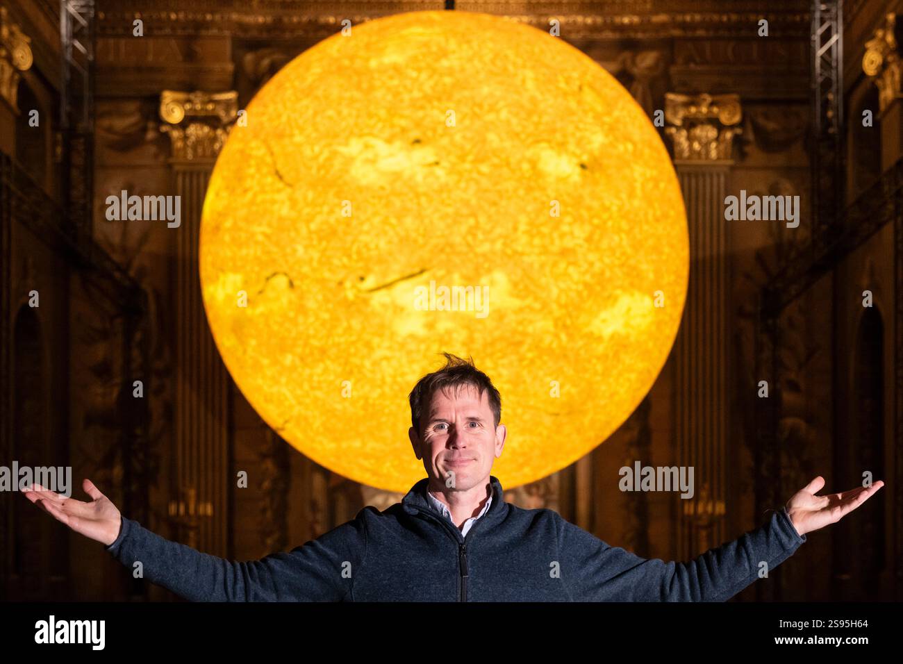 London, UK. 24 January 2025. ‘Helios’ by artist Luke Jerram (pictured ...