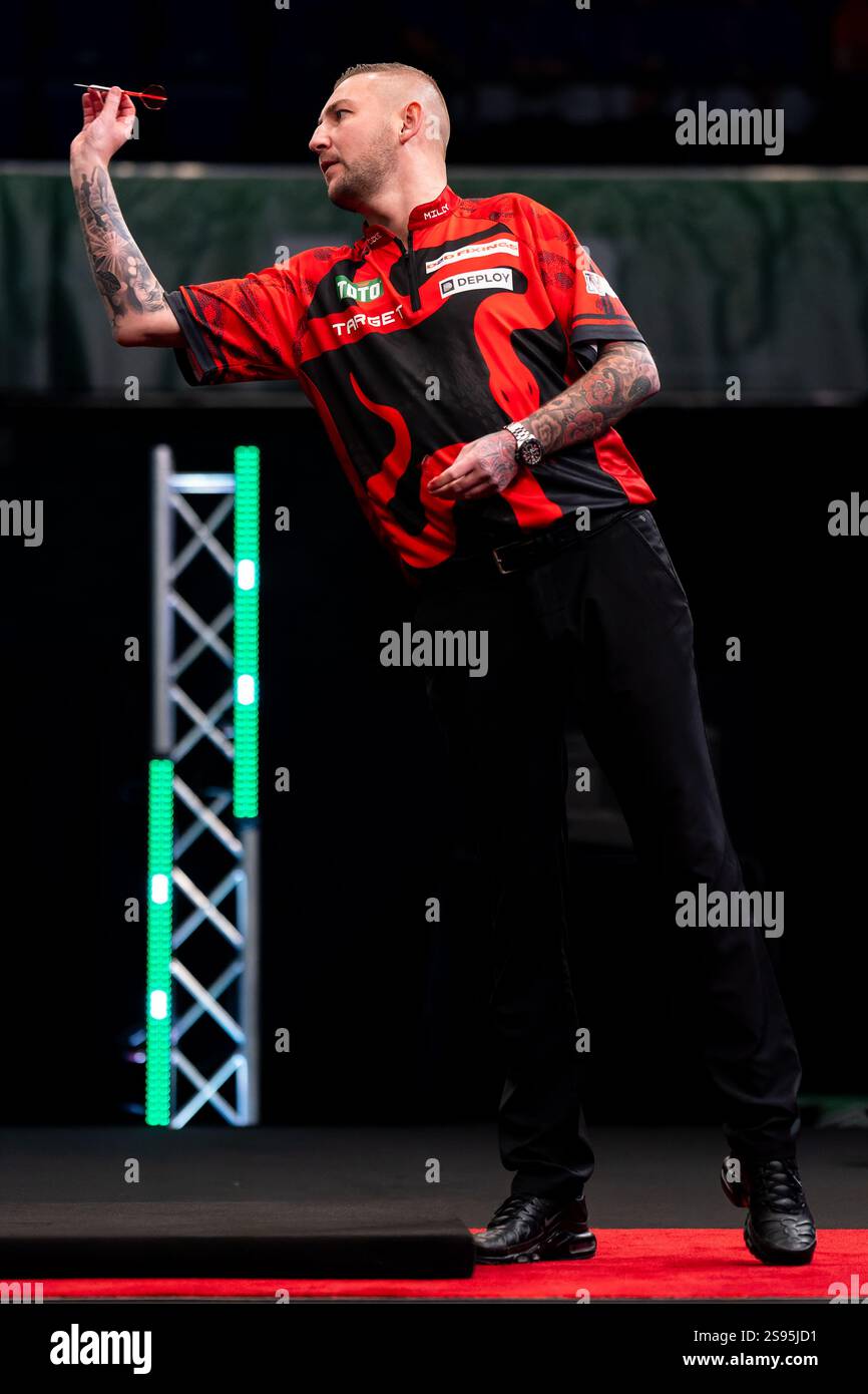 DEN BOSCH, NETHERLANDS - JANUARY 24: Nathan Aspinall of England during ...