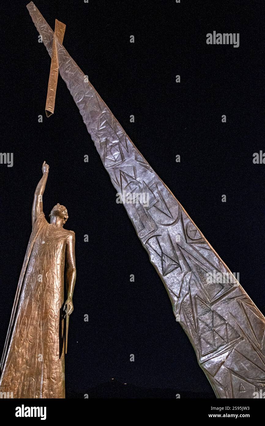 Statue of Pythagoras, Pythagoreio, Samos island in the Aegean sea ...