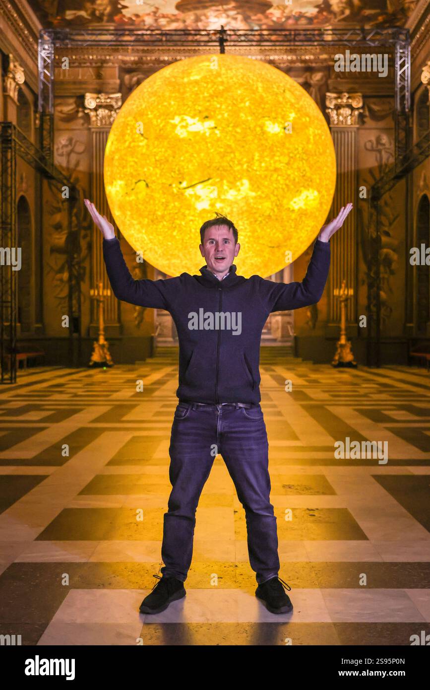 London, UK, 24th Jan 2025. The artist, Luke Jerram, with the ...