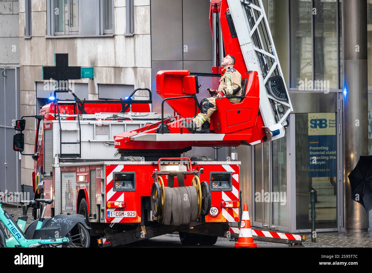 Firefighter and police intervention at an office building at ...
