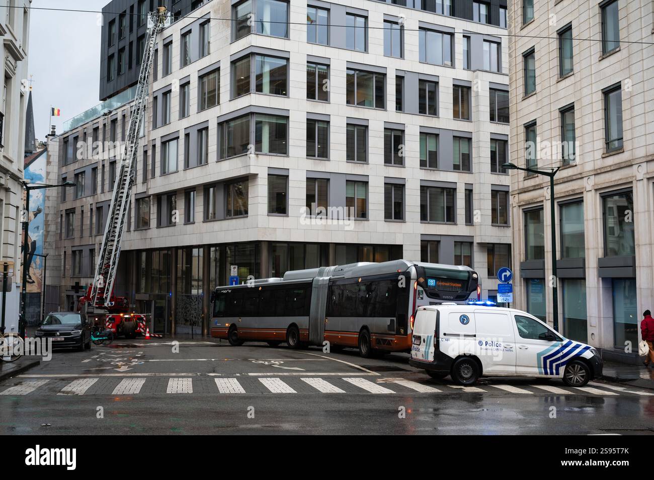 Firefighter and police intervention at an office building at ...