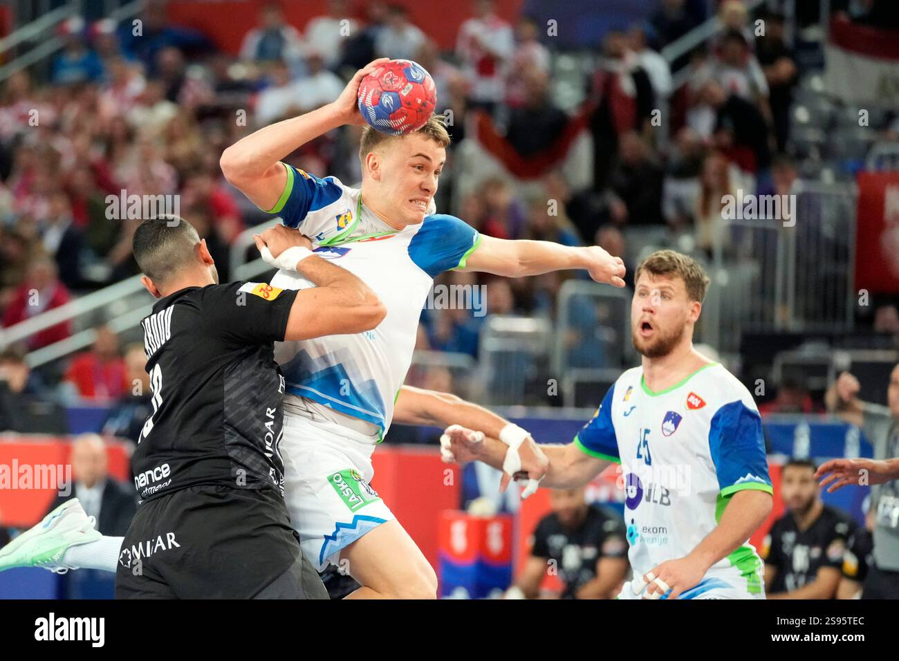 Slovenia's Stas Jovicic scores a goal during the main round match ...