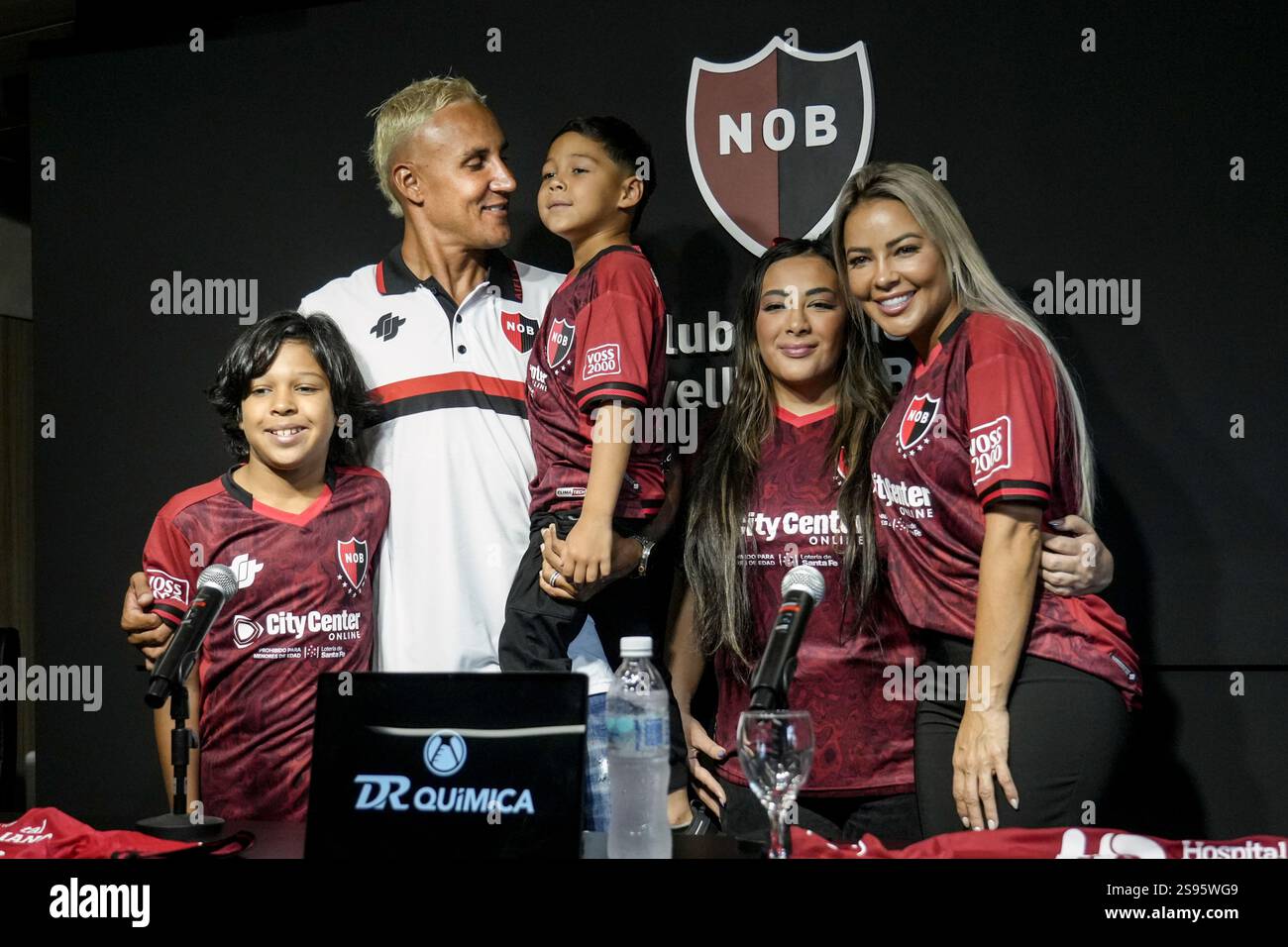 Costa Rica's soccer player Keylor Navas, second from left, poses with ...