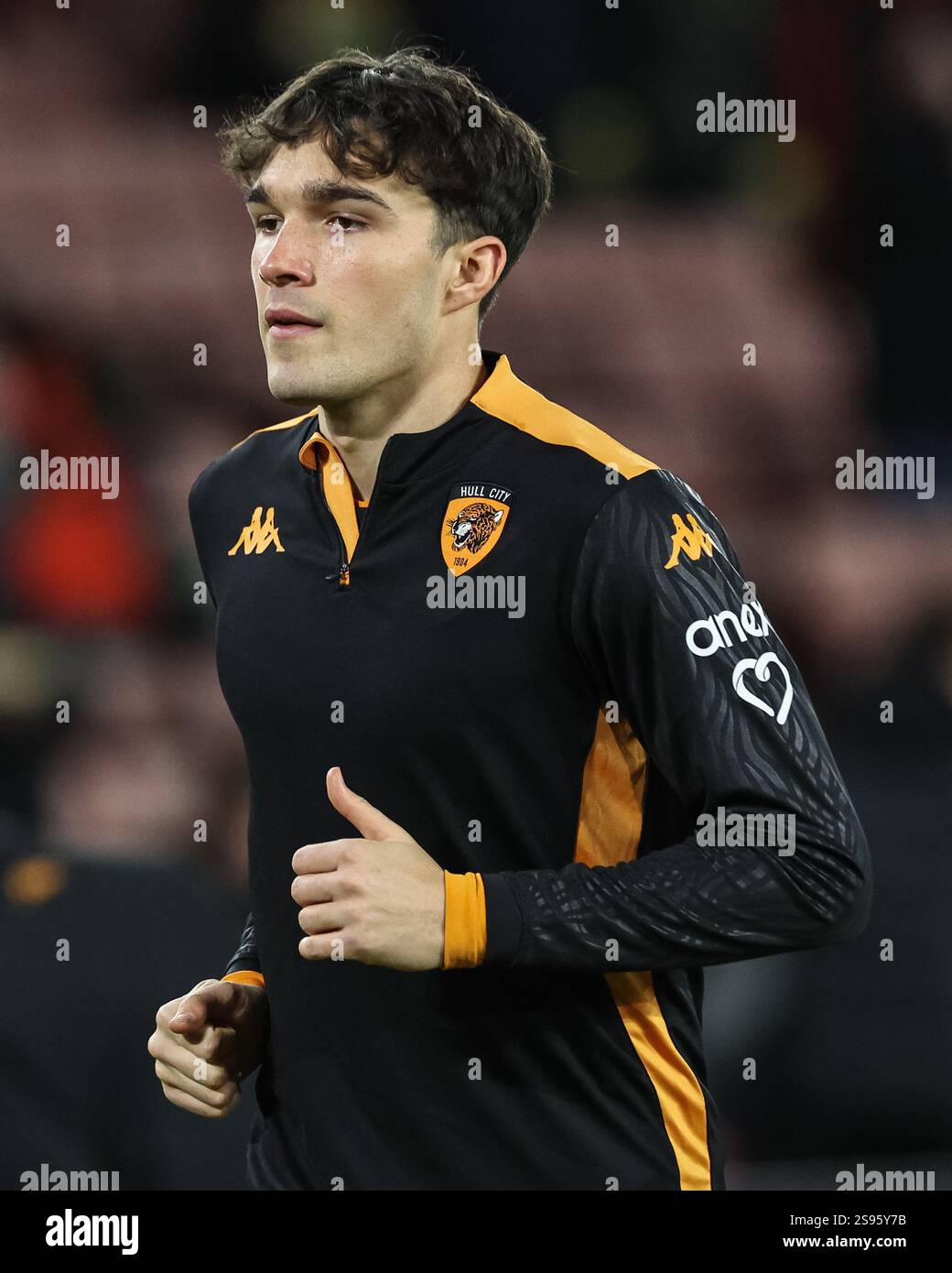 Kyle Joseph of Hull City in the pregame warmup session during the Sky ...
