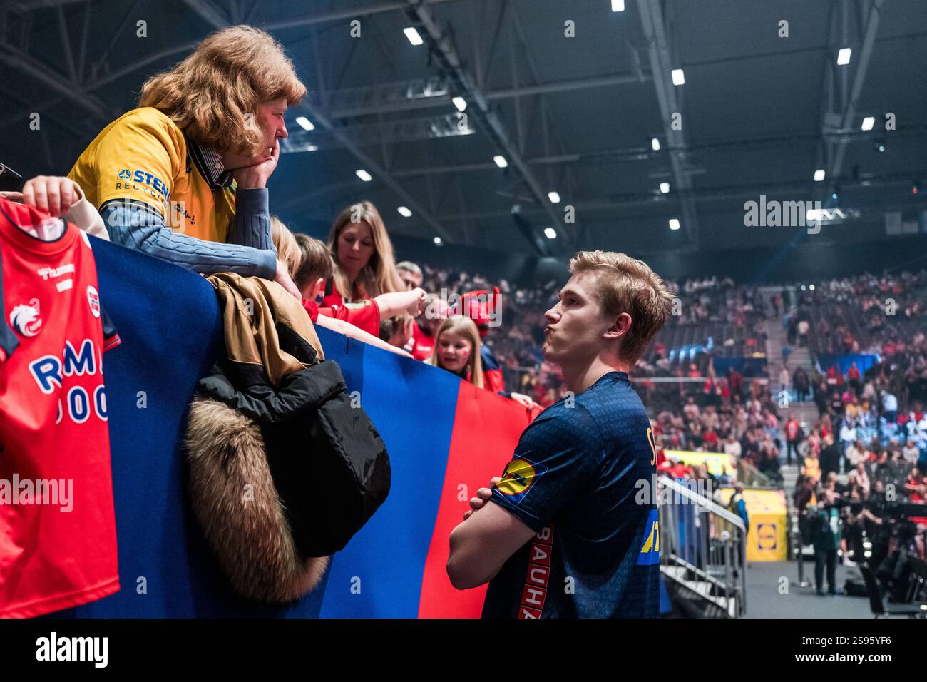 250124 Goalkeeper Tobias Thulin of Sweden with family after the 2025 ...