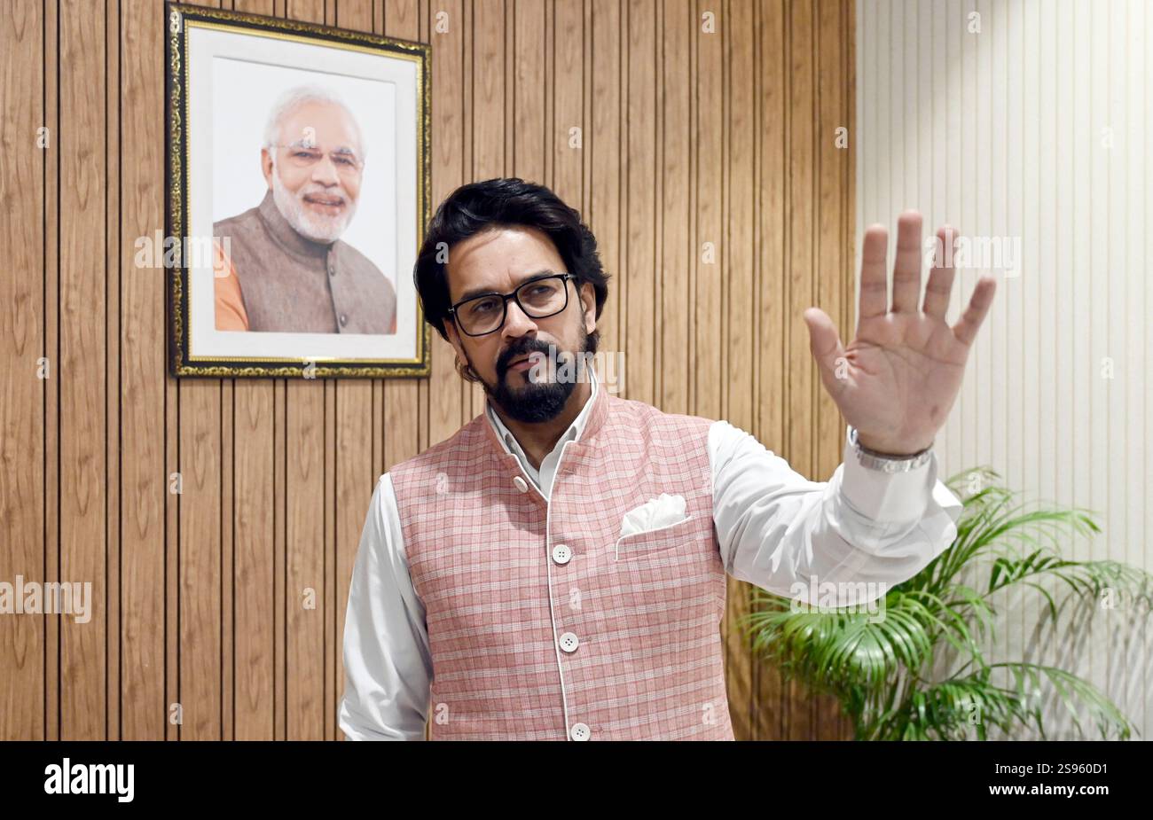 NEW DELHI, INDIA - JANUARY 24: BJP MP from Hamirpur Anurag Thakur during an interview at his ...