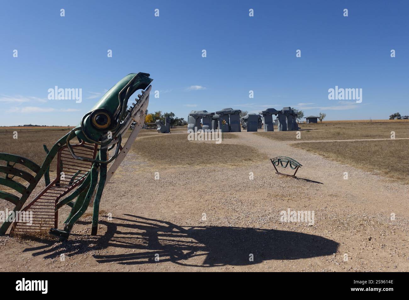 Carhendge, a modern are sculpture by artist Jim Rainders is located in ...