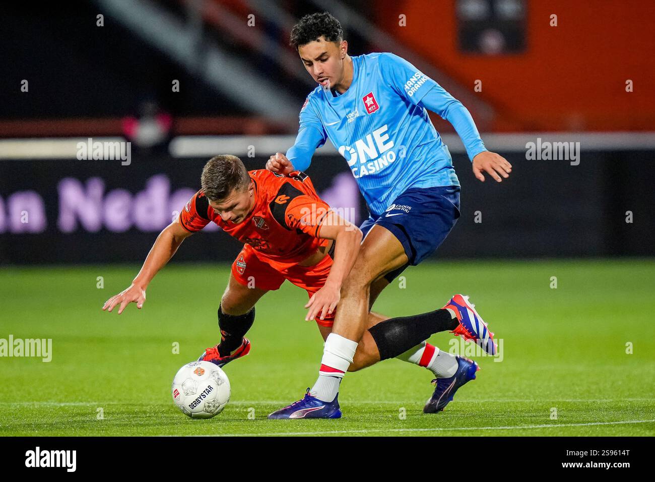 VOLENDAM, NETHERLANDS - JANUARY 24: Alex Plat of FC Volendam, Nabil El ...