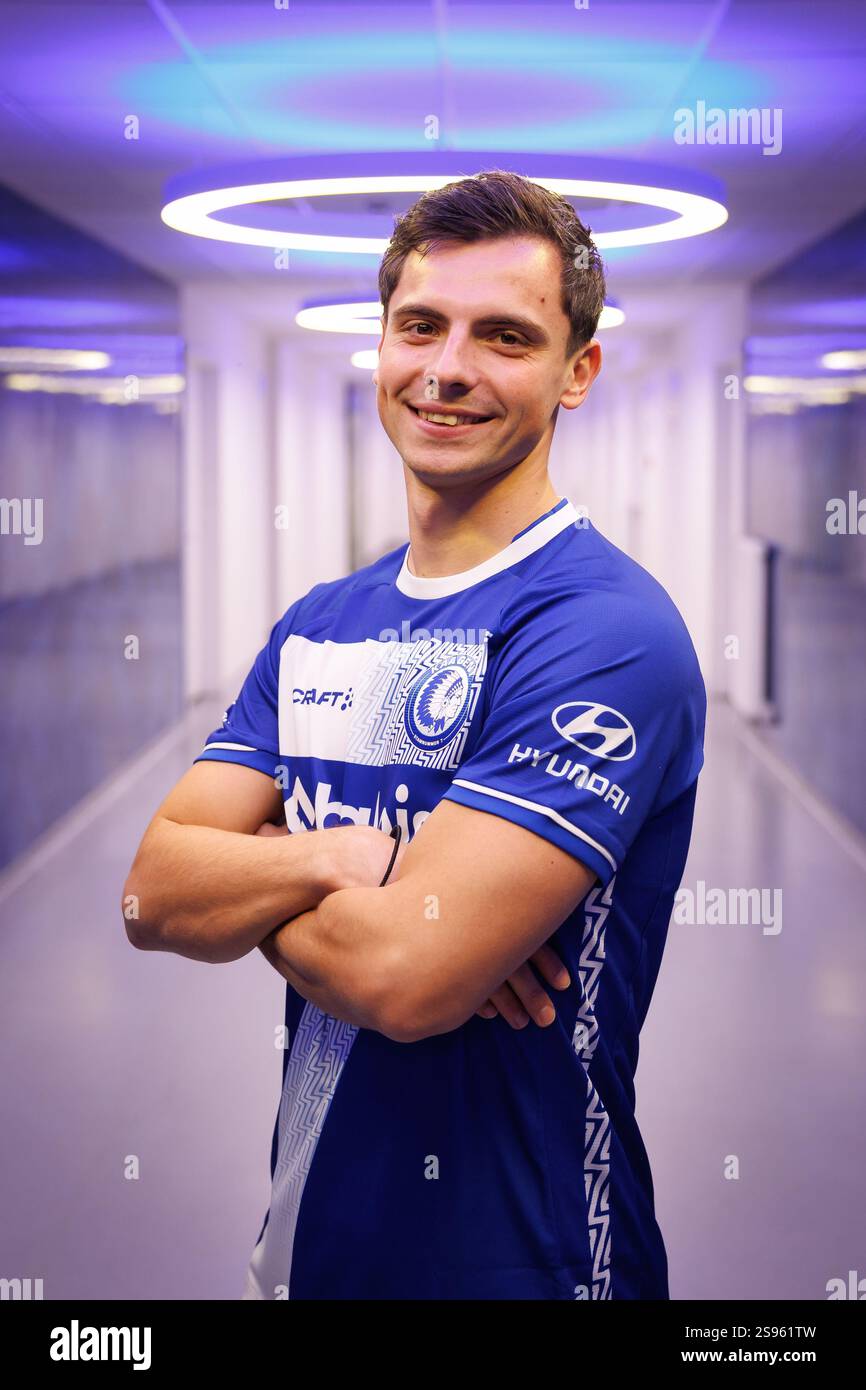 KAA Gent's new player Dane Vanzeir poses for the photographer after ...