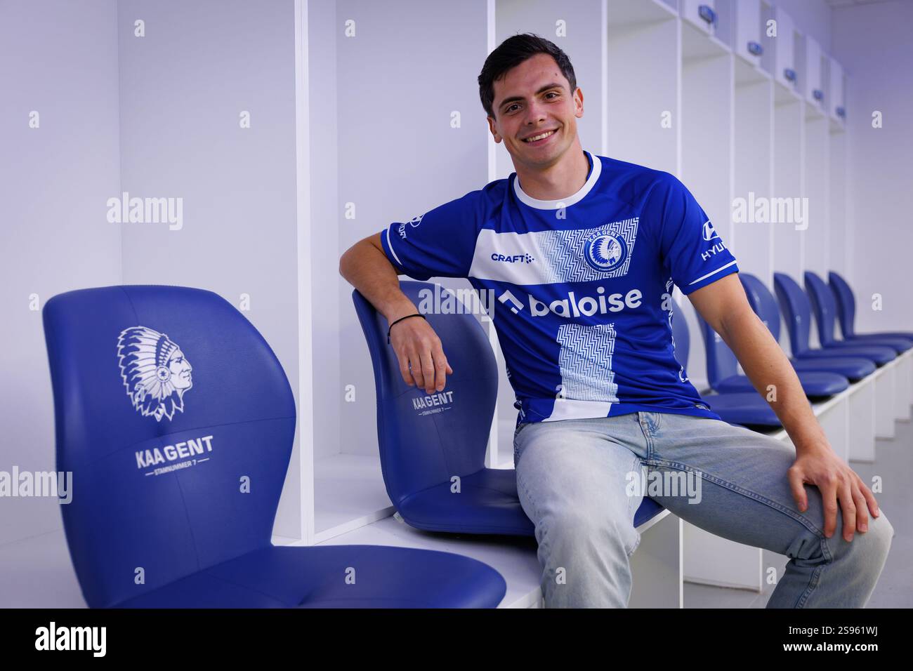 KAA Gent's new player Dane Vanzeir poses for the photographer after ...