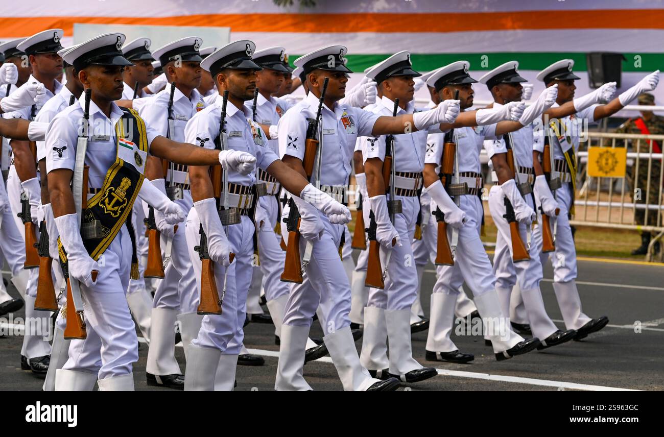 KOLKATA, INDIA - JANUARY 24: Indian Navy Contingent personnel show ...