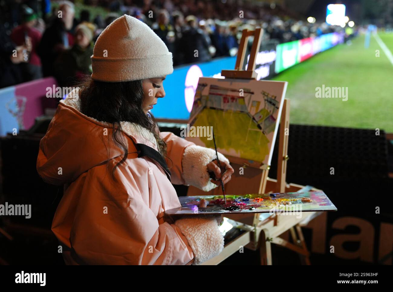Artist Amy Pozzilli paints a picture of the pitch ahead of the ...