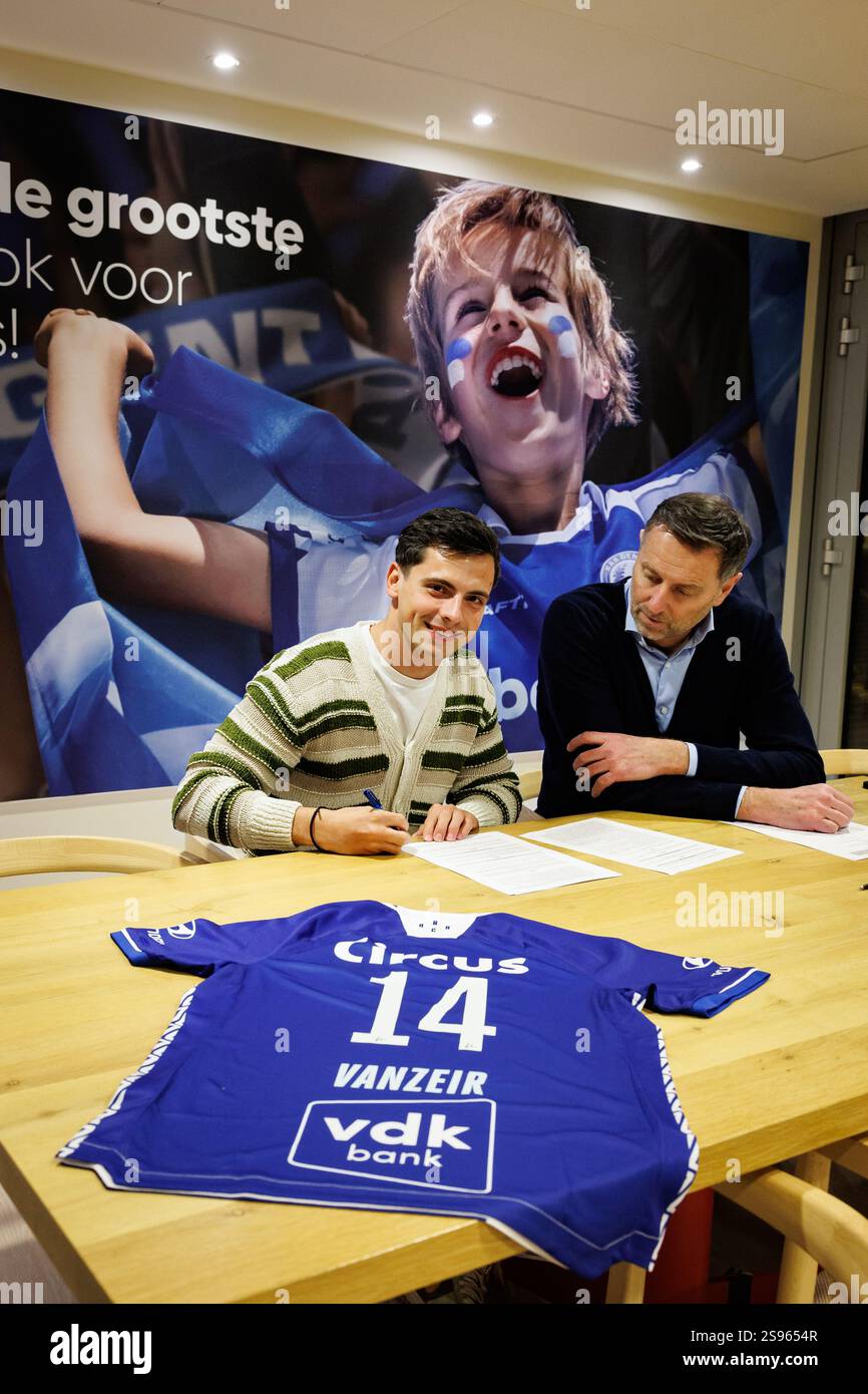 KAA Gent's new player Dante Vanzeir pictured during a contract signing ...