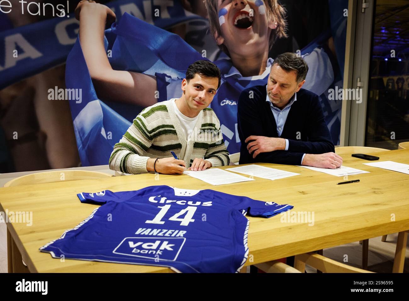 KAA Gent's new player Dante Vanzeir pictured during a contract signing ...
