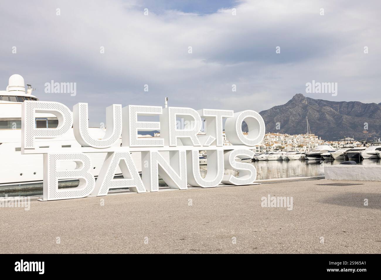 Letters forming name of the luxury yacht port with Lady Haya royal ...