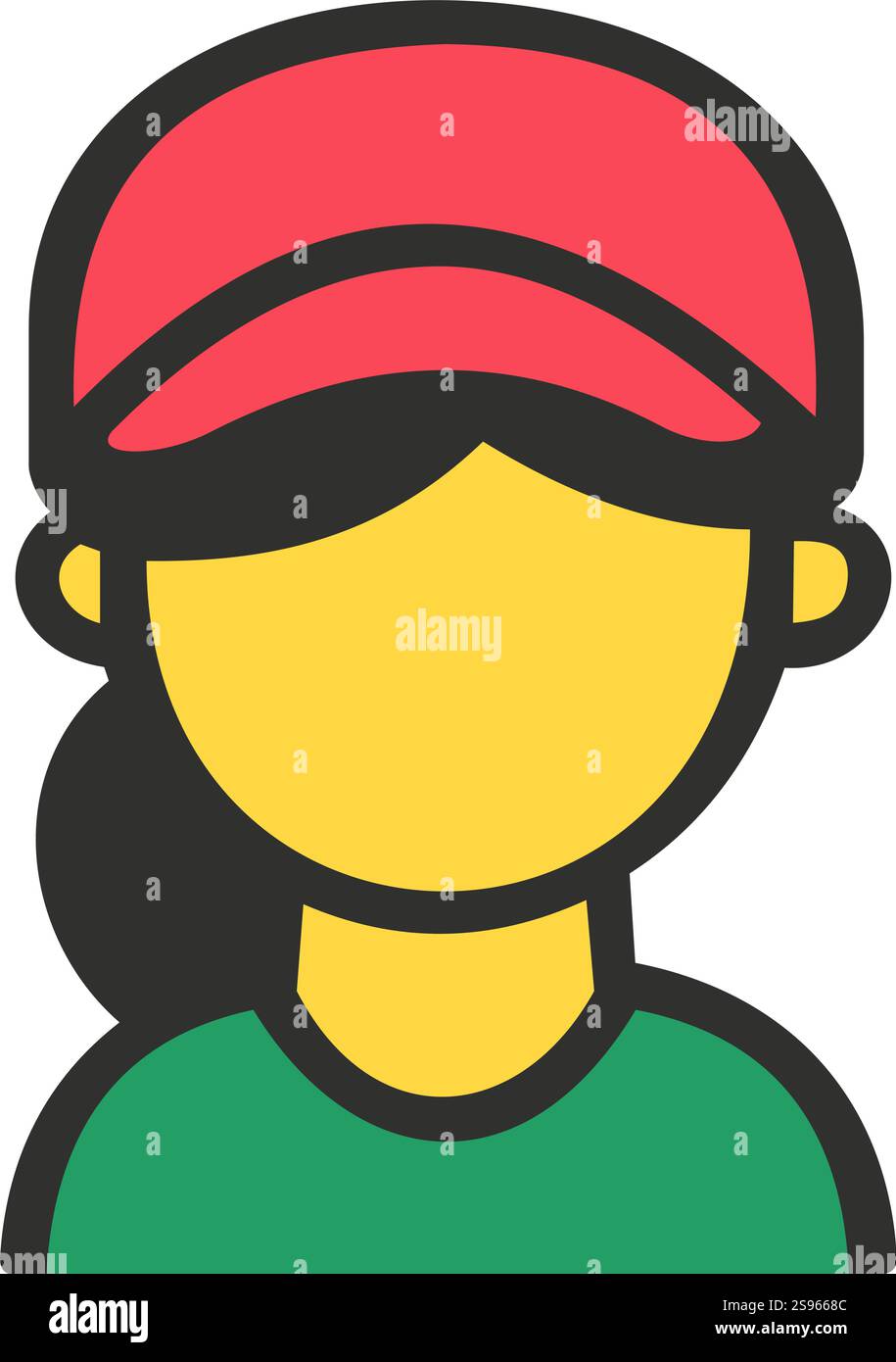 Vector illustration of store worker wearing red cap and green uniform ...