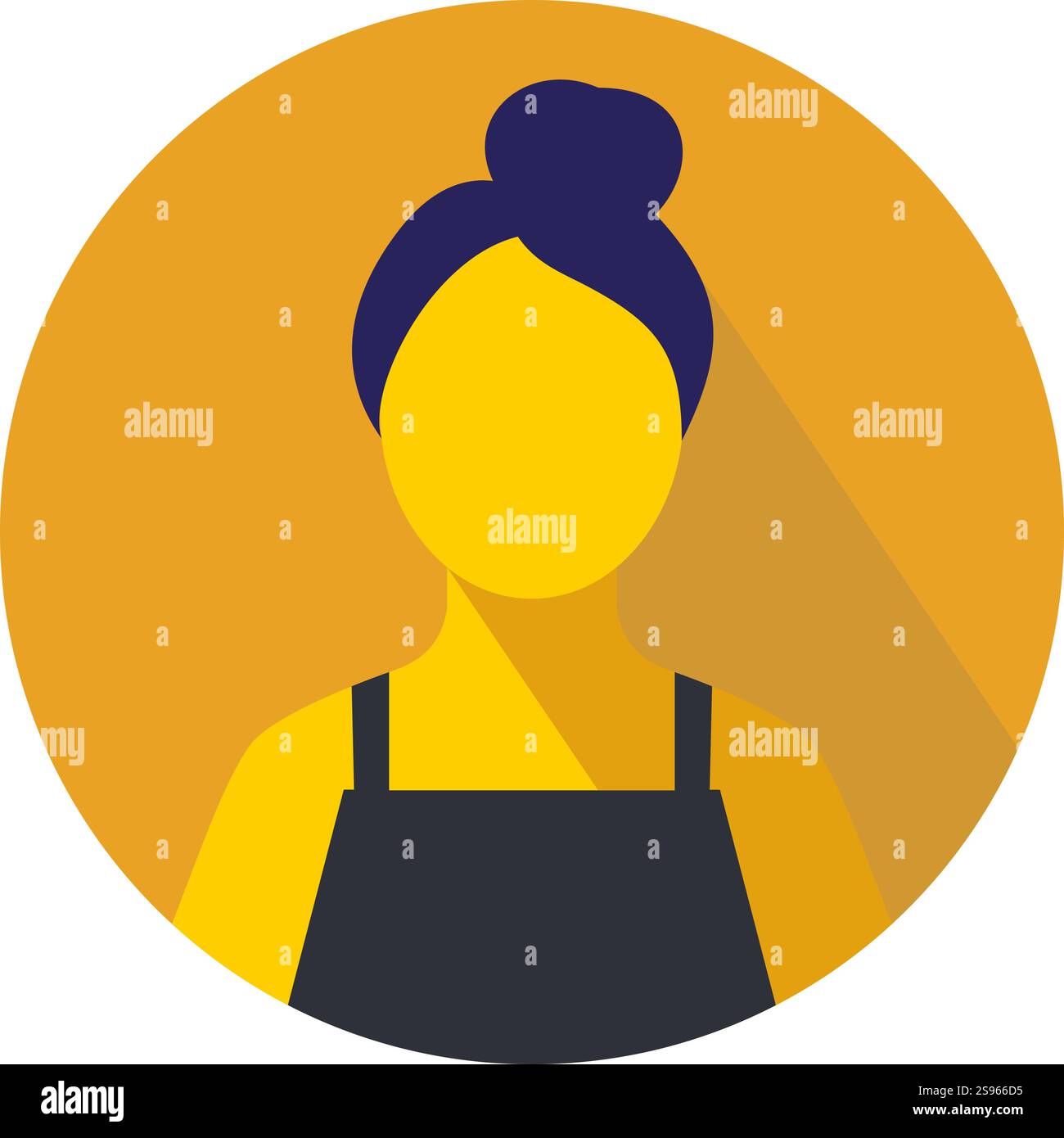 Vector illustration of shop assistant with bun hairstyle and black ...