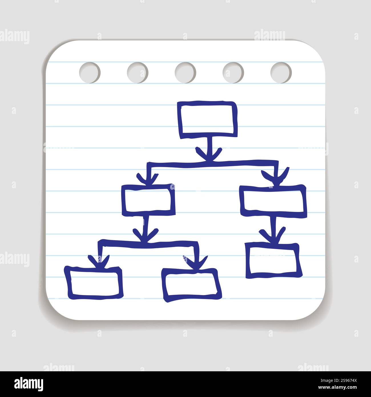 Doodle Flow Chart icon. Blue pen hand drawn infographic symbol on a ...