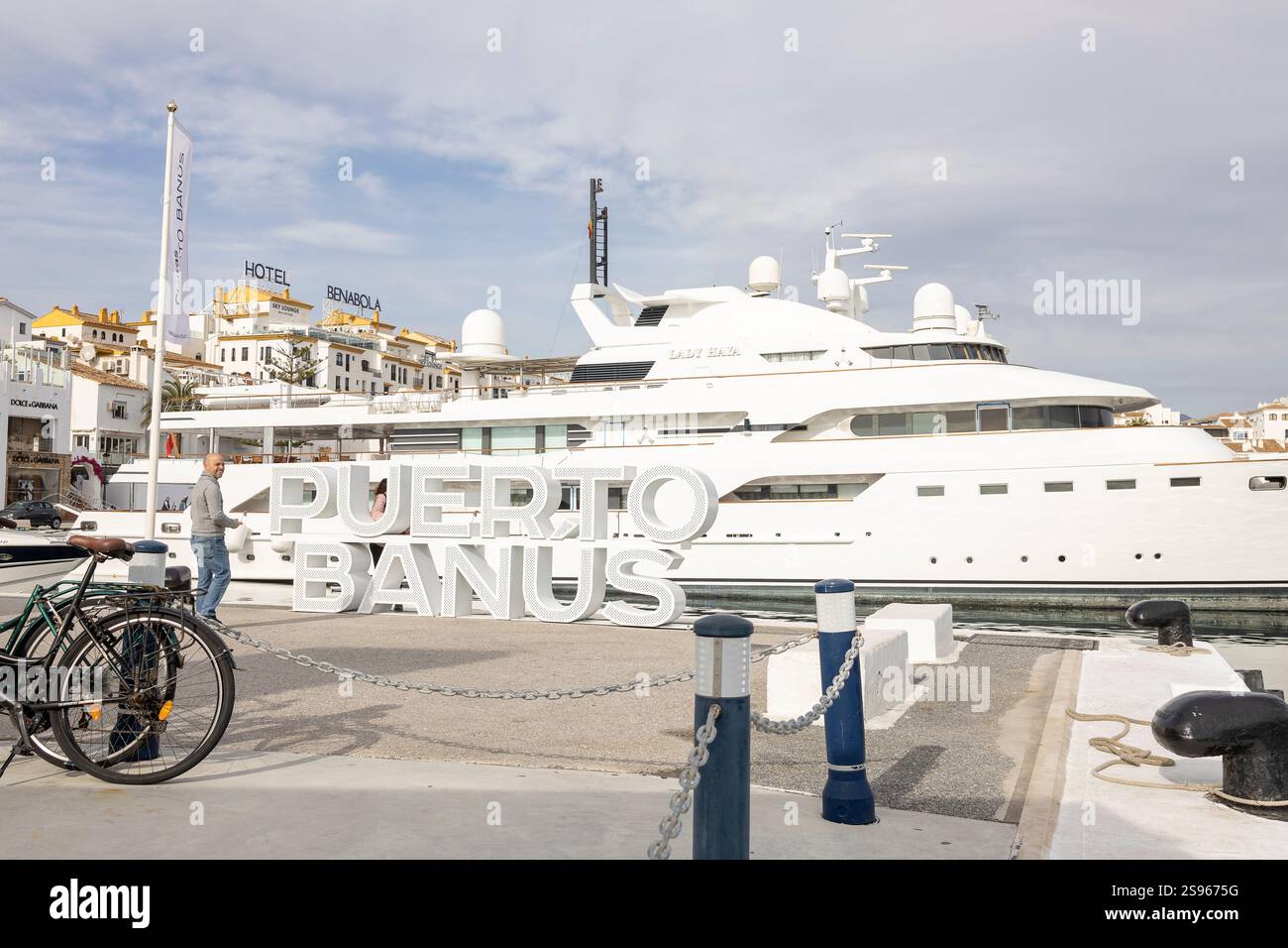 Letters forming name of the luxury yacht port with Lady Haya royal ...