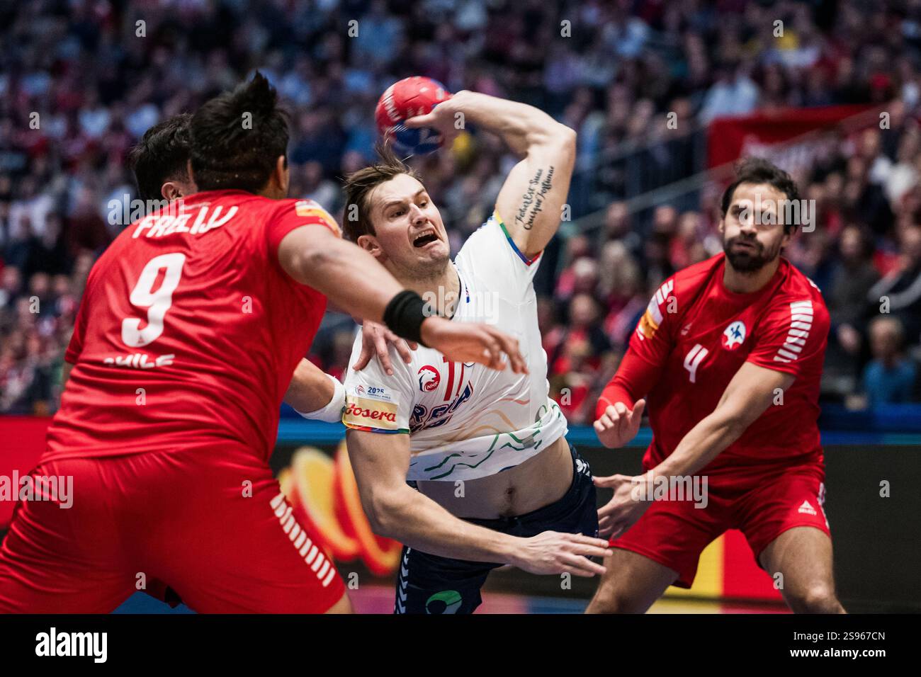 250124 Magnus Abelvik Rød of Norway during the 2025 IHF World Men's ...