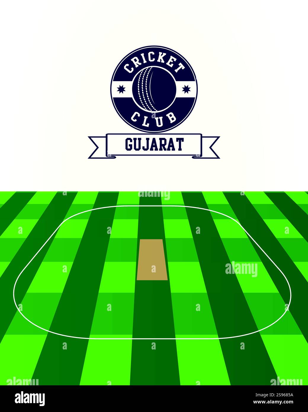 City of Gujarat, India Cricket green field, Vector Illustration ...