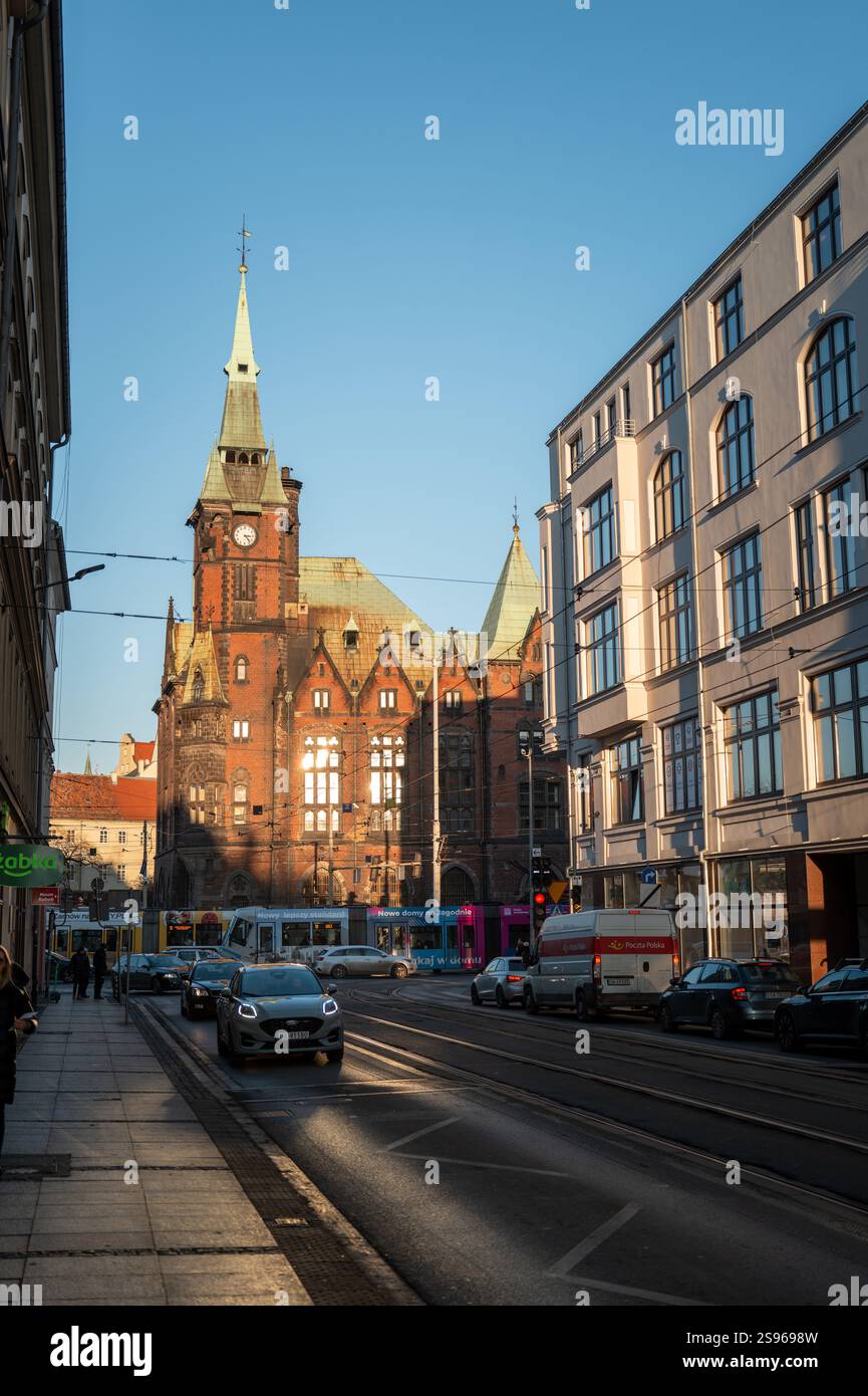 Historic University Library building on Karola Szajnochy Street, trams ...