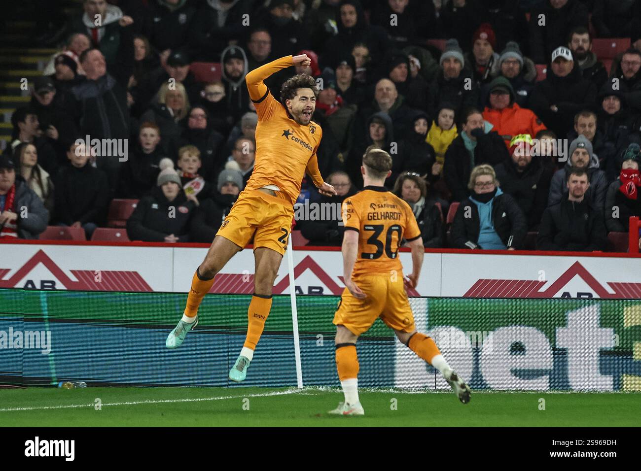 Matt Crooks of Hull City celebrates his goal to make it 0-1 during the ...