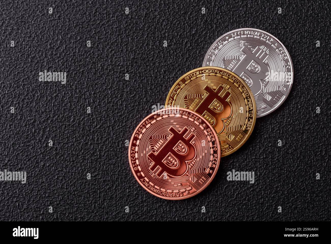 Bitcoin cryptocurrency dummy in the form of a round iron coin ...