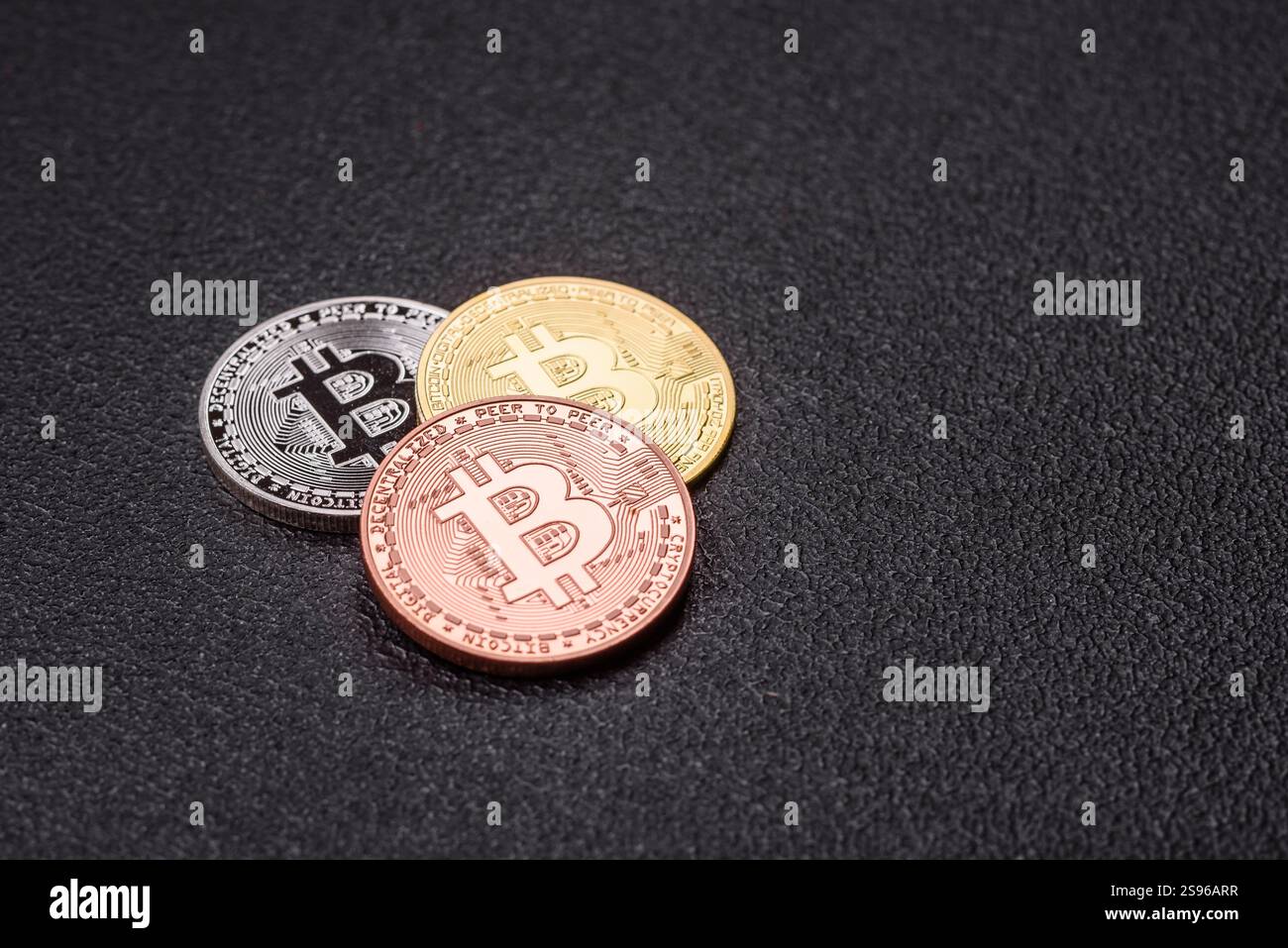 Bitcoin cryptocurrency dummy in the form of a round iron coin ...