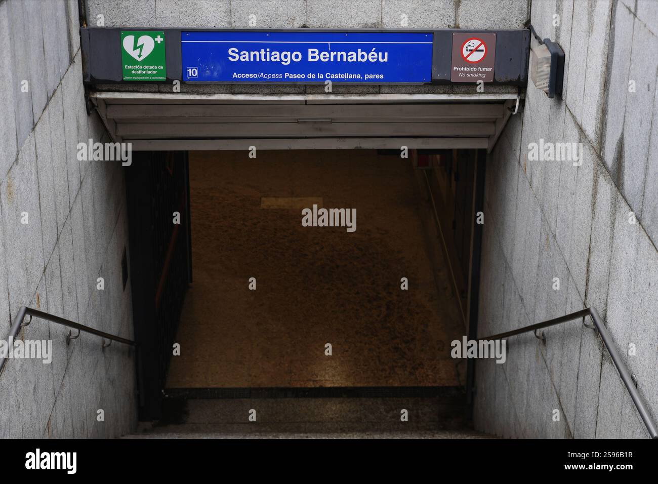 Santiago Bernabeu Stadium outside view during the UEFA Champions League ...
