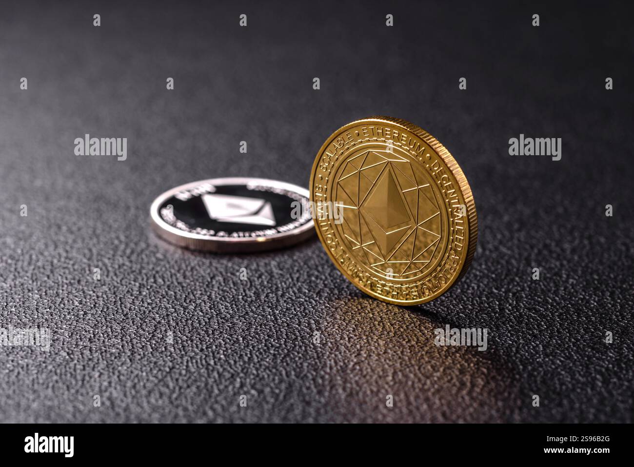 Ethereum cryptocurrency dummy in the form of a round iron coin ...