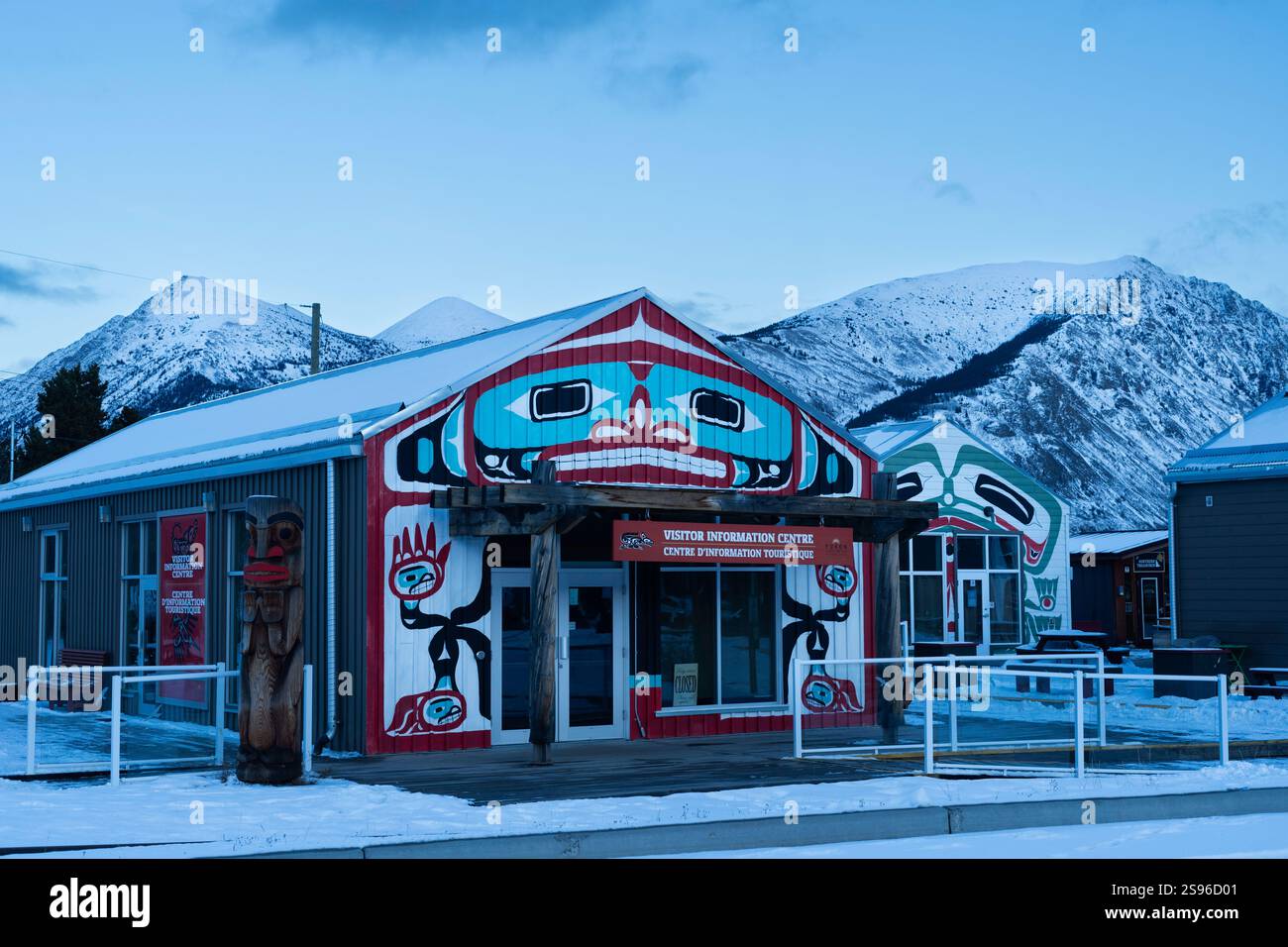 Native First Nations buildings in the tiny village of Carcross ...