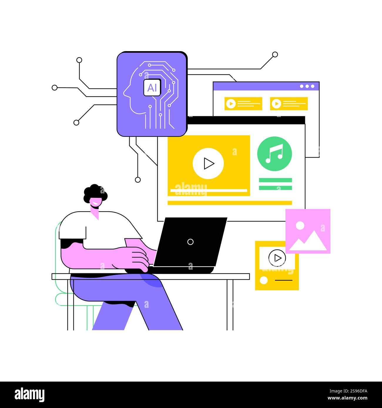 AI-Streamlined Content Creation abstract concept vector illustration ...