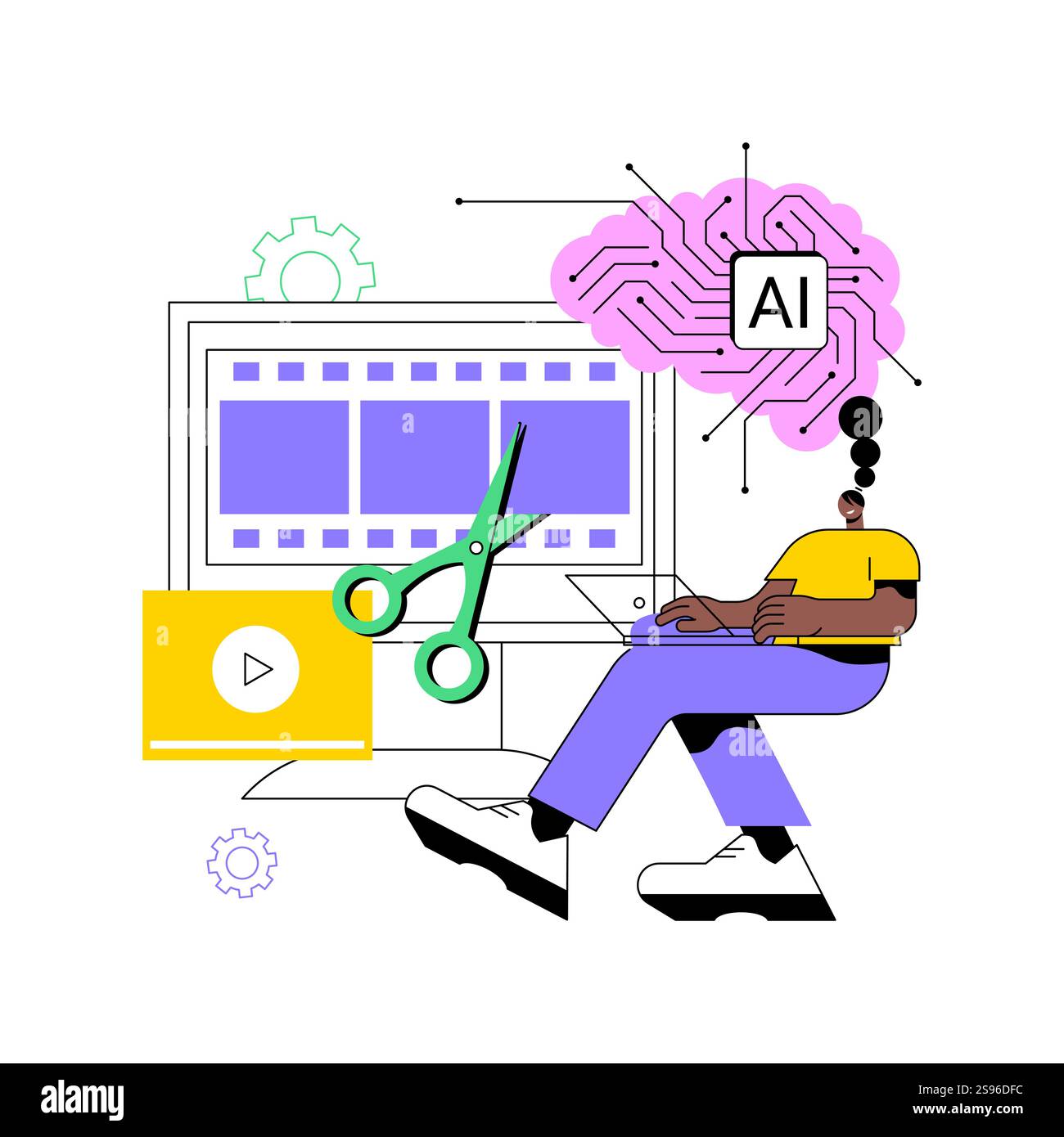 Ai Optimized Video Editing Abstract Concept Vector Illustration Stock Vector Image And Art Alamy