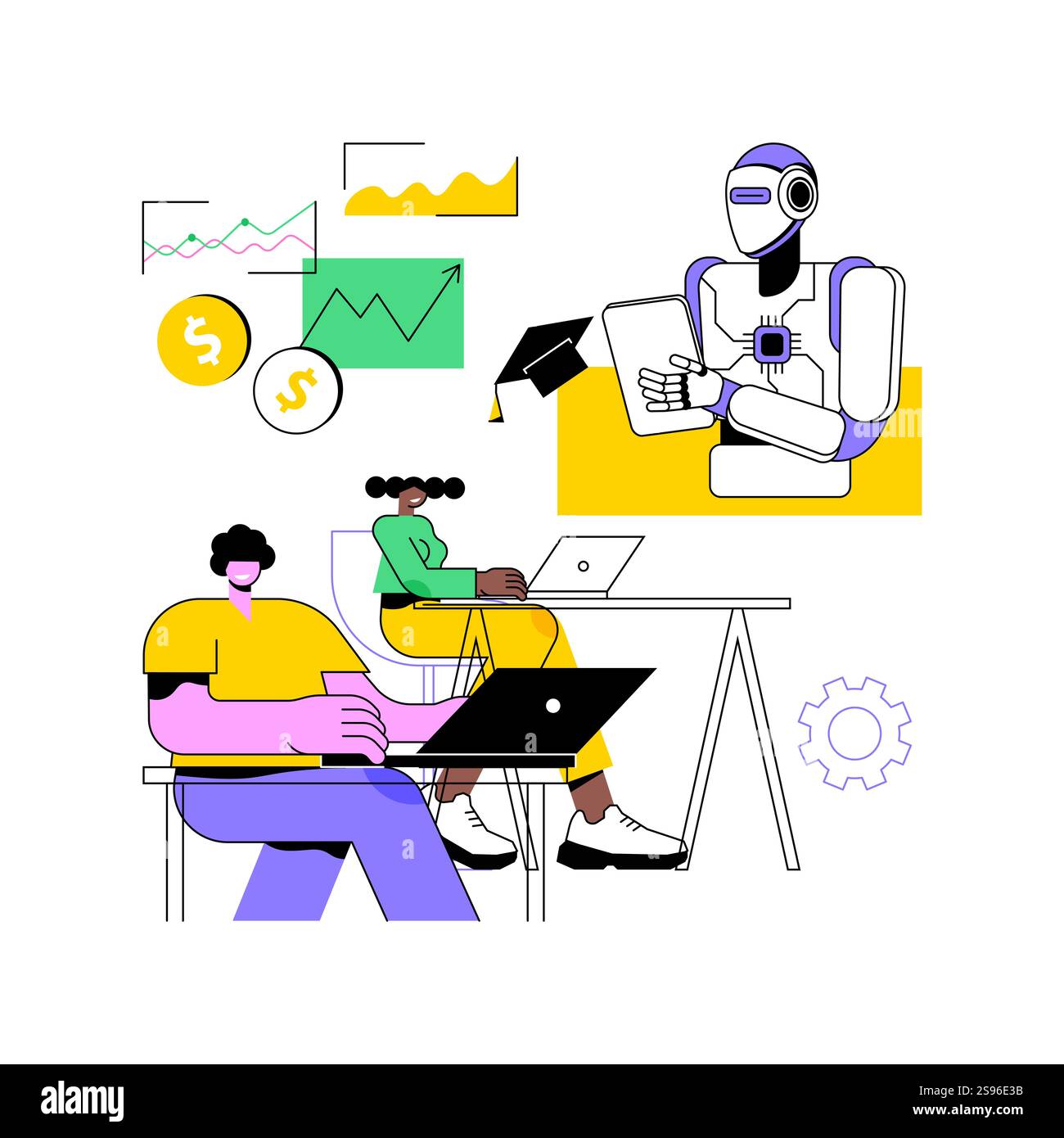 AI-Enhanced Sales Training abstract concept vector illustration Stock ...