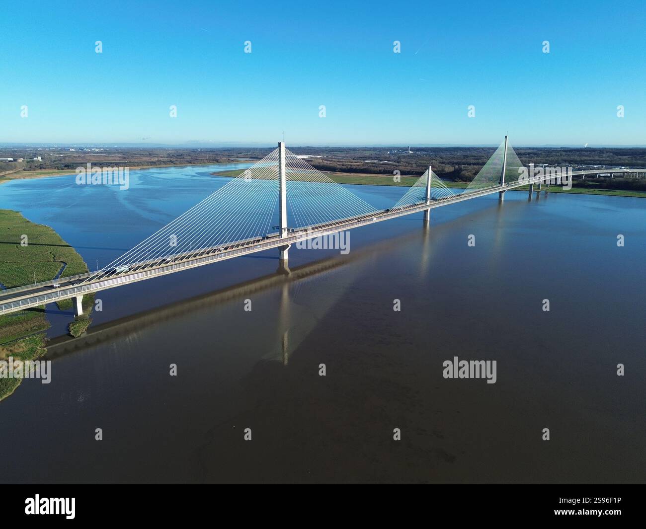 aerial view of the Mersey Gateway Bridge, UK Stock Photo - Alamy