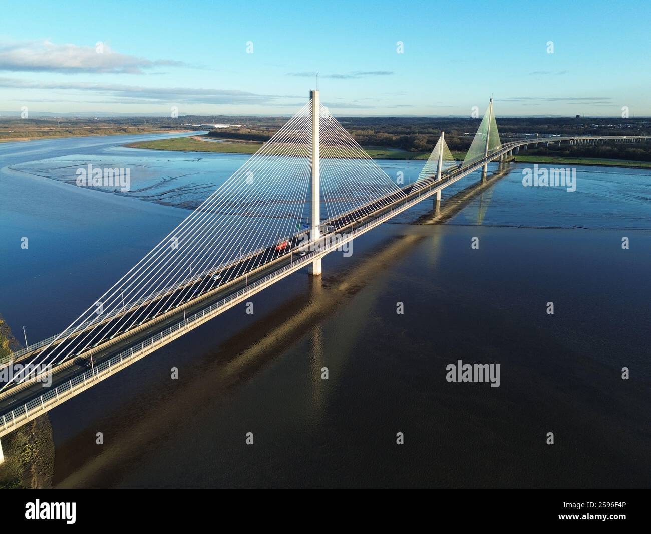 aerial view of the Mersey Gateway Bridge, UK Stock Photo - Alamy