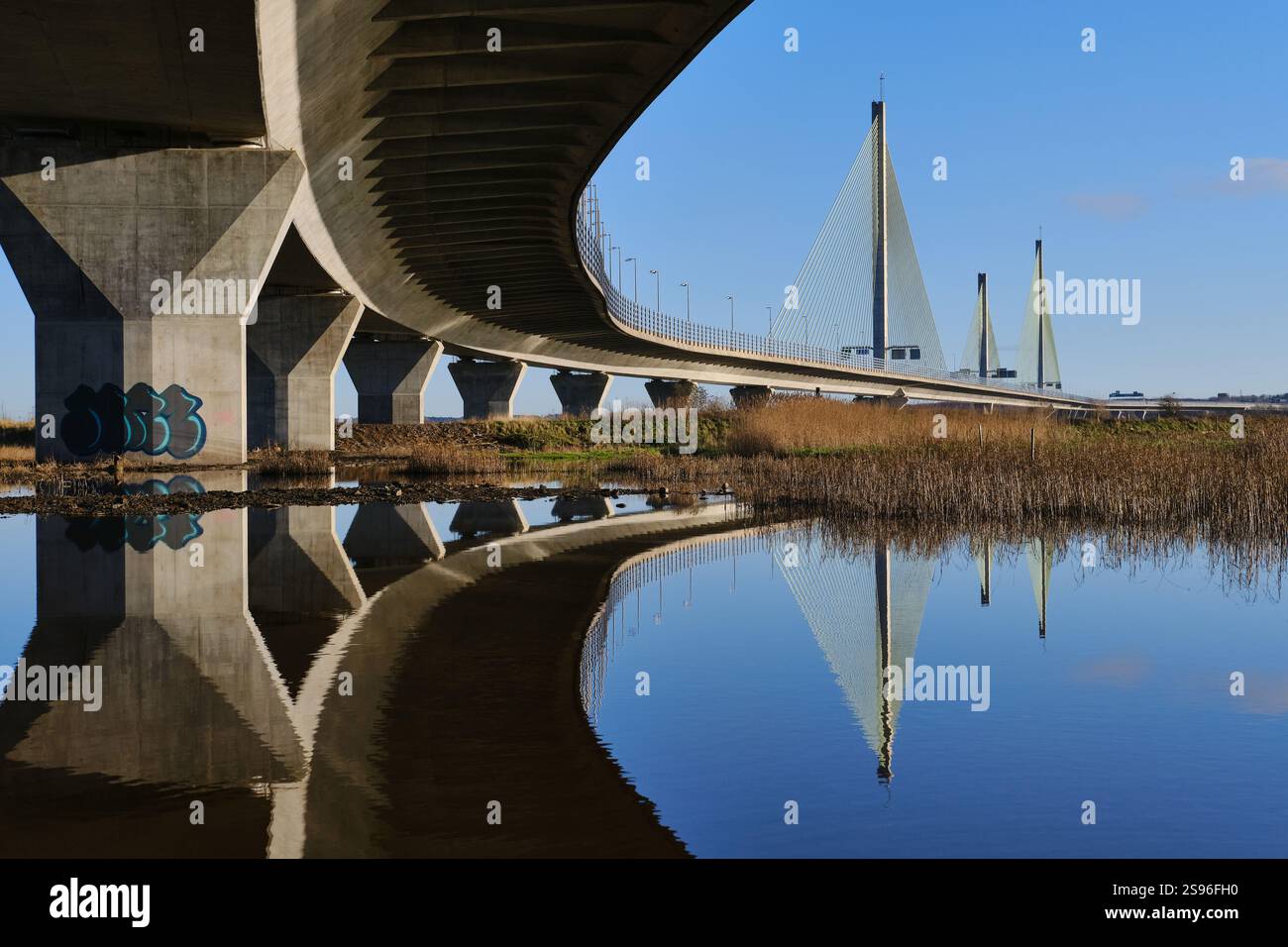 aerial view of the Mersey Gateway Bridge, UK Stock Photo - Alamy