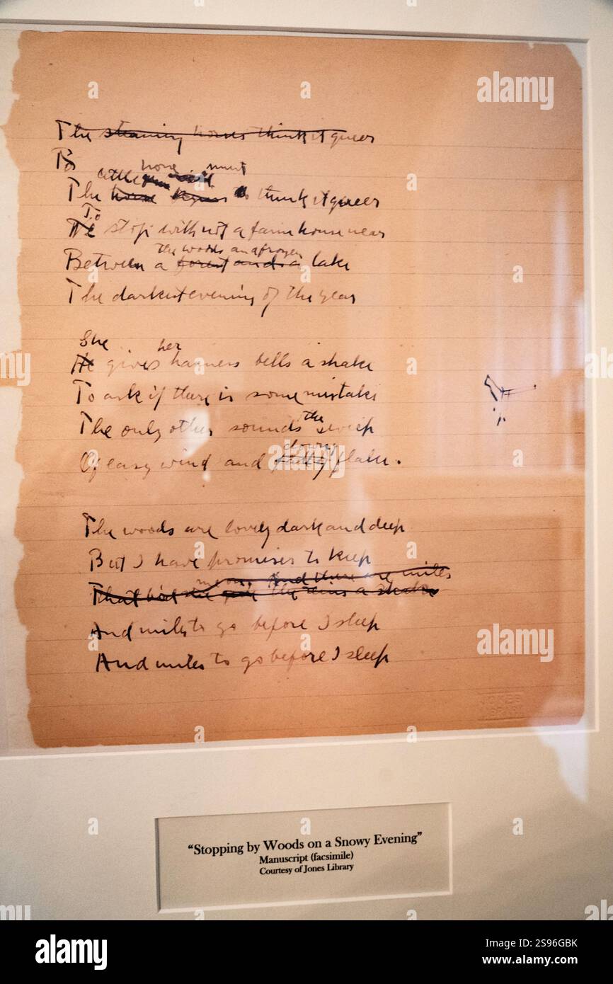Original poem "Stopping by the Woods on a Snowy Evening" in Robert ...